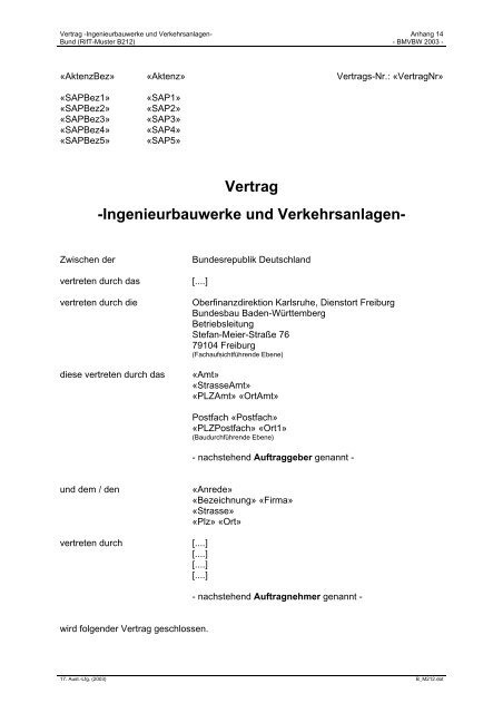 Vertrag -Ingenieurbauwerke und Verkehrsanlagen-