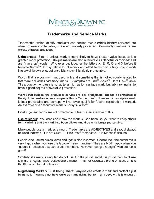 Trademarks and Service Marks
