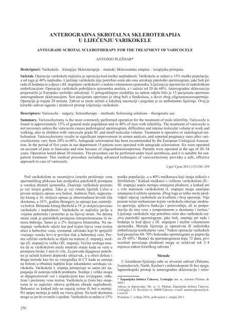 anterogradna skrotalna skleroterapija u lije^enju varikokele