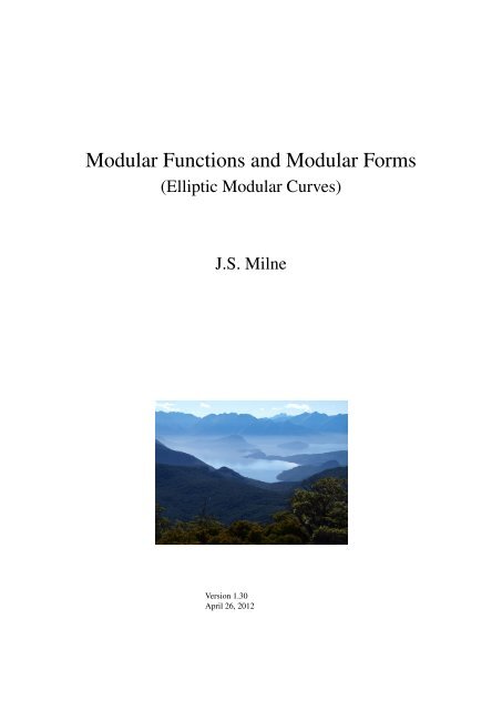 Elliptic Modular Curves - James Milne