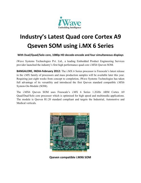 Press release - iWave Systems