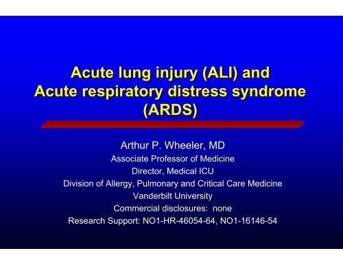 Acute lung injury (ALI) and Acute respiratory distress syndrome ...