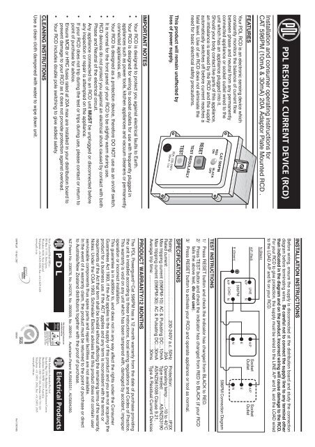 Installation Sheet - PDL