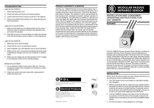 Installation Sheet - PDL