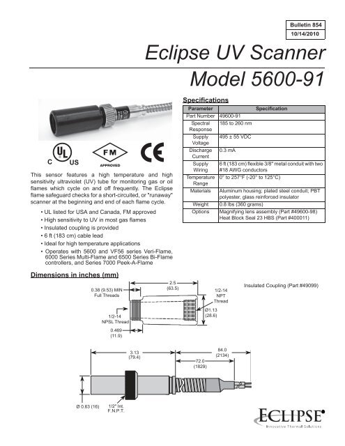 Eclipse UV Scanner Model 5600-91 - Power Equipment Company