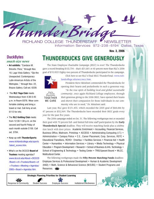 THUNDERDUCKS GIVE GENEROUSLY - Richland College