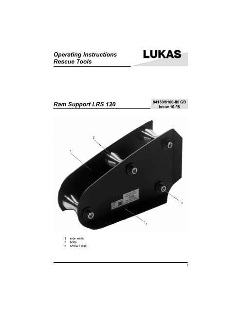 Ram Support LRS 120 Operating Instructions Rescue Tools