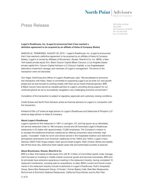 Press Release - North Point Advisors