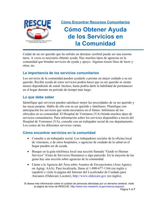 CÃ³mo Obtener Ayuda de los Servicios en la Comunidad