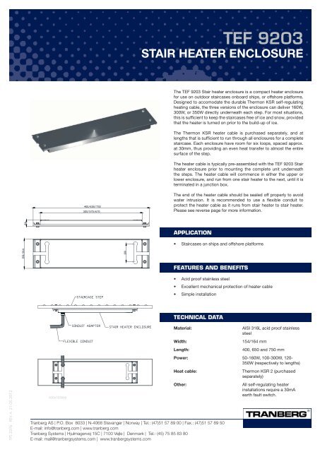 Datasheet - Tranberg