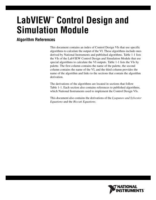 Labview Control Design And Simulation Module Algorithm
