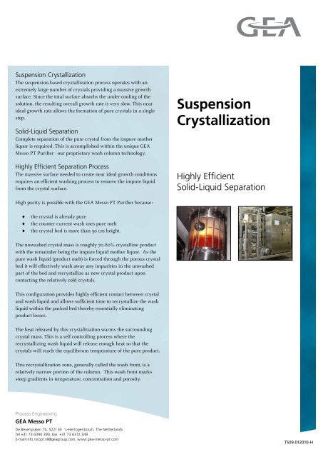 Suspension Crystallization - GEA Messo PT