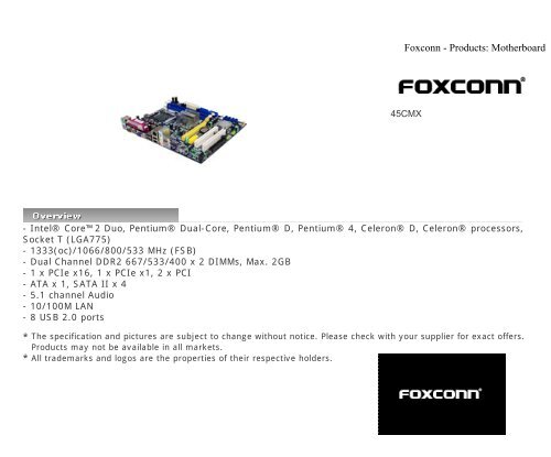 Foxconn - Products: Motherboard - OSCS
