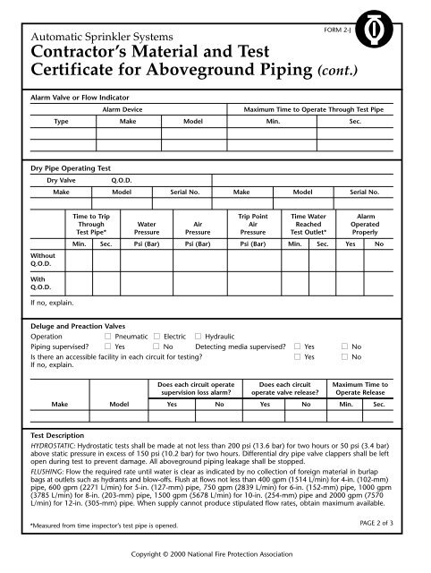 FORM 2-J Automatic Sprink