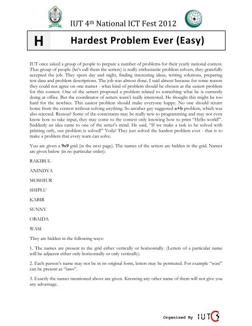 (H) Hardest Problem Ever (Easy) - UVa Online Judge