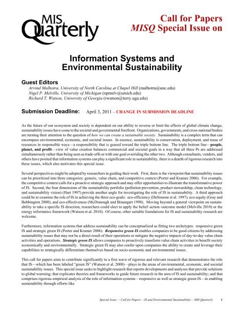 Call for Papers - MIS Quarterly