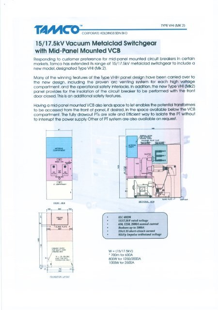 17.5kV AIS VCB Switchgear - Tamco Switchgear