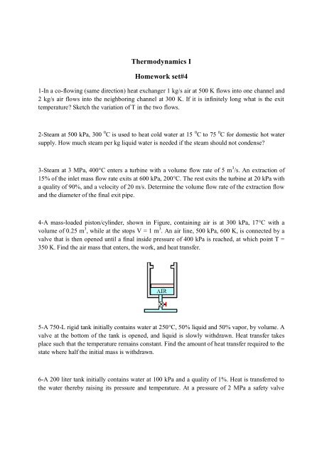 Thermodynamics I Homework set#4