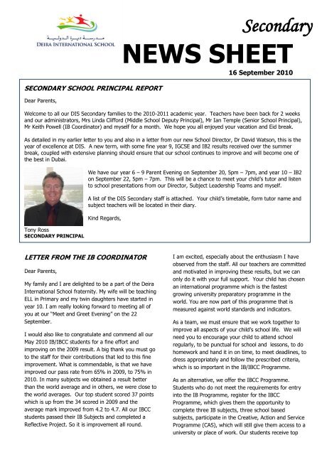 NEWS SHEET - Deira International School