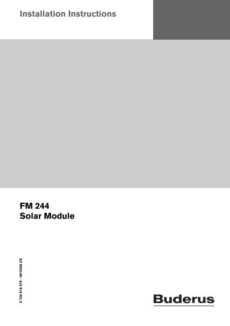 Installation Instructions FM 244 Solar Module - Buderus