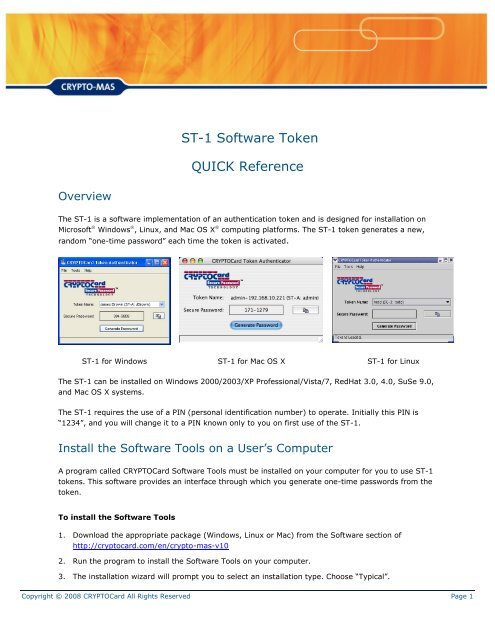 ST-1 Token Guide - SafeNet