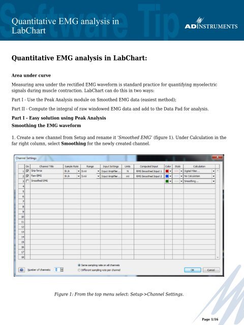 Quantitative EMG analysis in LabChart - ADInstruments