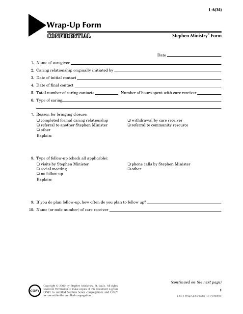Wrap-Up Form