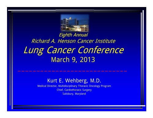 Lung Cancer Conference - Peninsula Regional Medical Center