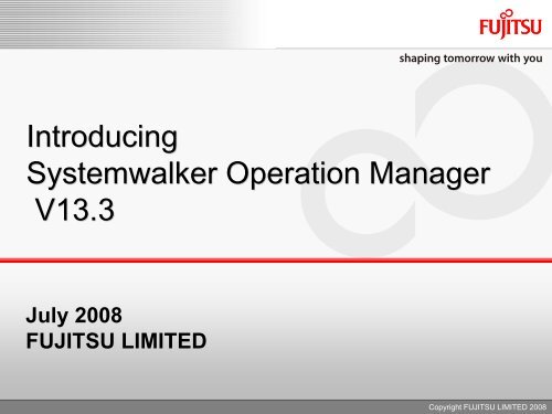 Introducing Systemwalker Operation Manager V13.3