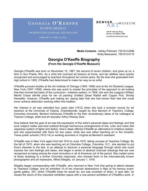 Georgia O'Keeffe Biography - Denver Art Museum