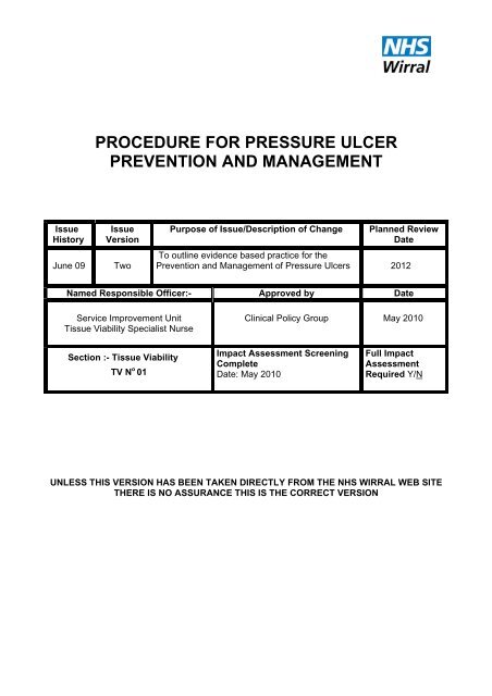 NP13 Proc for pressure ulcer prevention