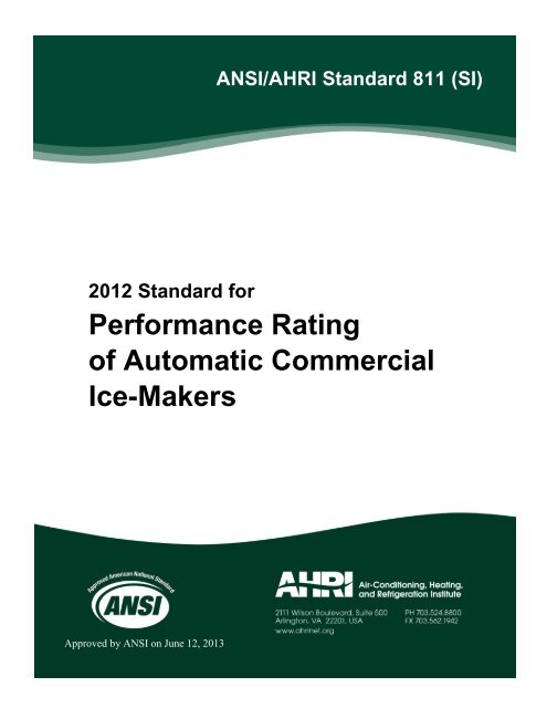 ANSI/AHRI Standard 811