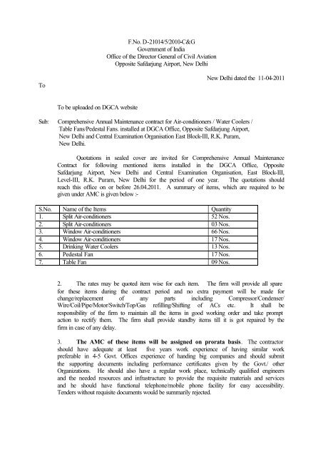 Comprehensive Annual Maintenance Contract for Air Conditioners ...