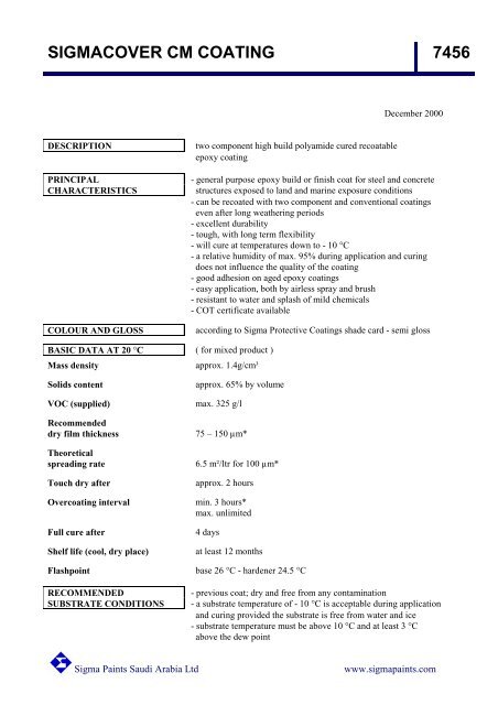 SIGMACOVER CM COATING 7456 - SIGMA PAINTS