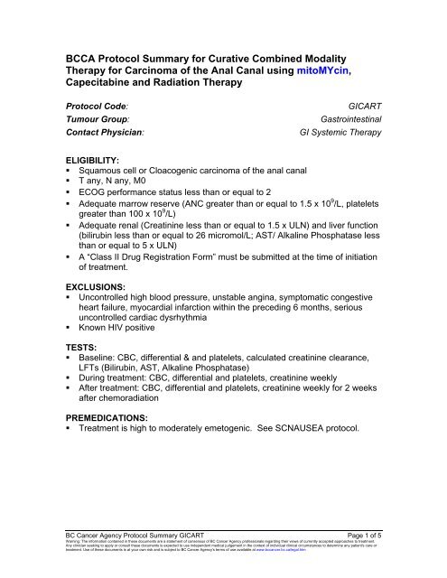 Protocol - BC Cancer Agency