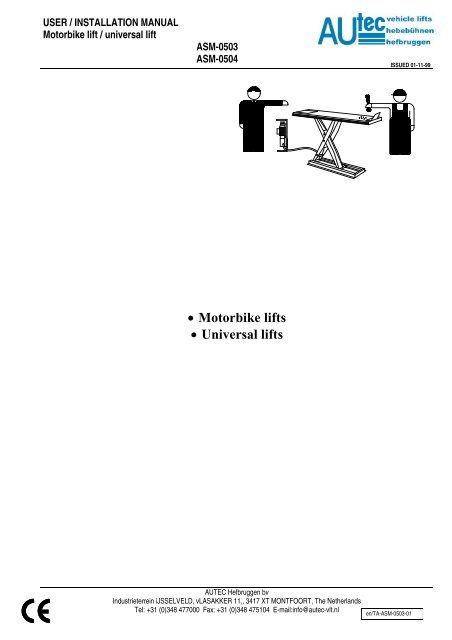 â ¢ Motorbike lifts â ¢ Universal lifts - Autec-VLT Automotive Equipment