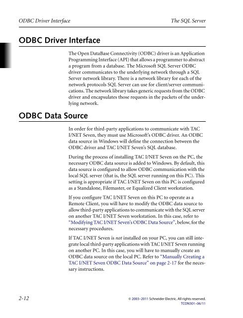 ODBC Driver Interface ODBC Data Source - Schneider Electric