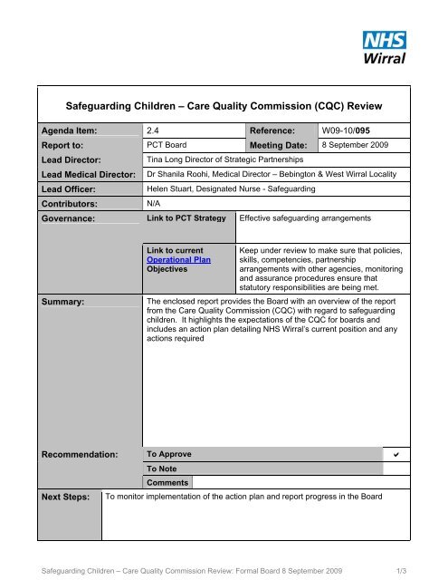 Safeguarding Children â Care Quality ... - NHS North West