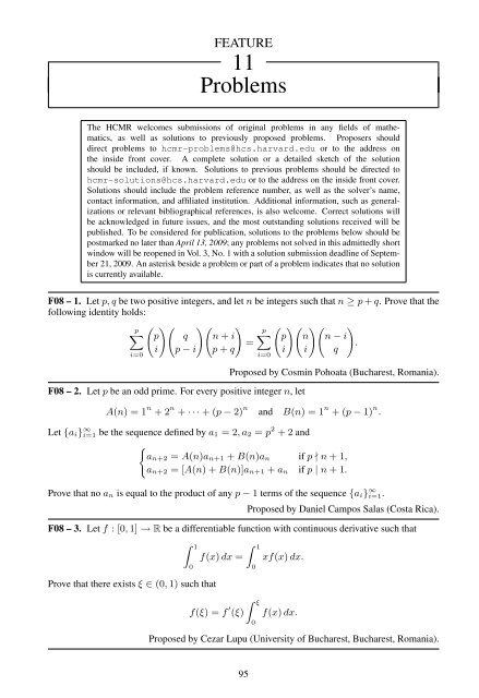 11 Problems - Harvard College Mathematics Review