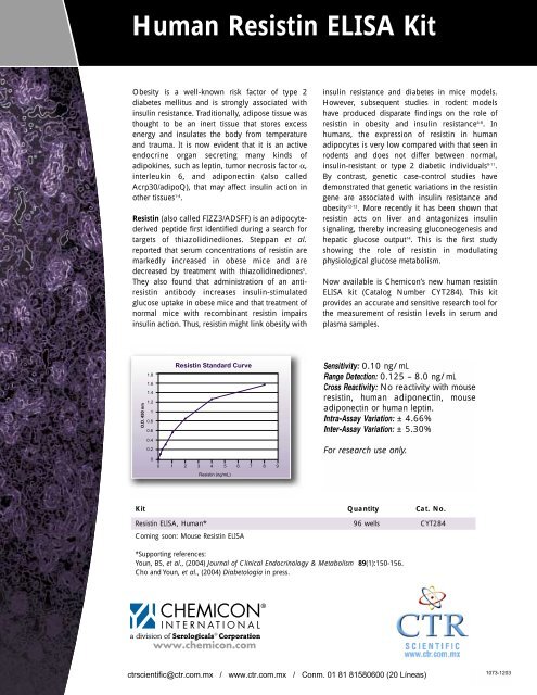 Human Resistin ELISA Kit Flyer