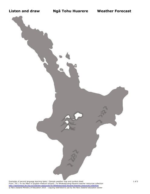 Sample weather map and symbol sheet - Te reo MÄ ori