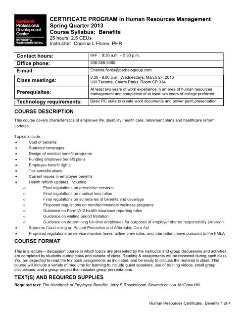 SYLLABUS EXAMPLE CLASSROOM COURSE