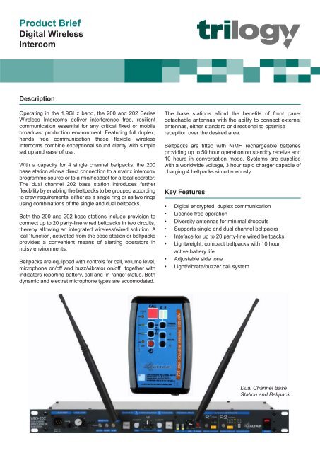 Digital Wireless Intercom - Trilogy Communications