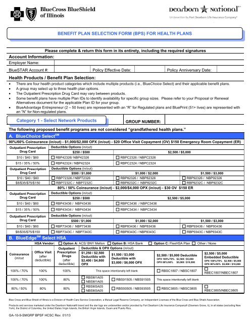 Benefit Plan Selection Form - Resource Brokerage