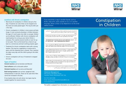 Constipation in Children - Wirral Medicines Management - Home