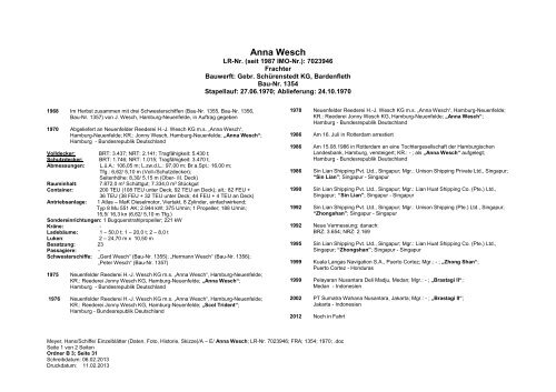 Anna Wesch - Ship-DB Schiffsdatenbank