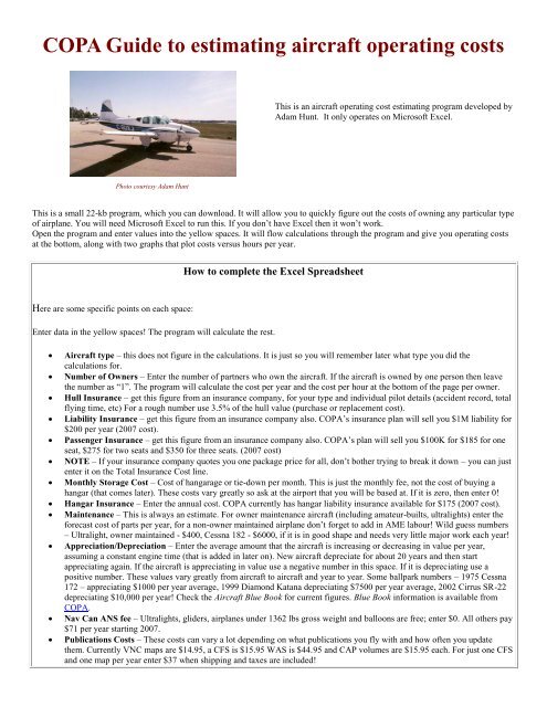 COPA Guide to estimating aircraft operating costs