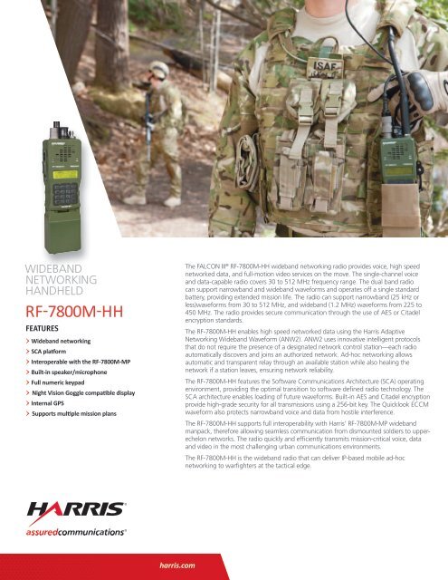 RF-7800M-HH Wideband Networking Handheld - Harris RF ...