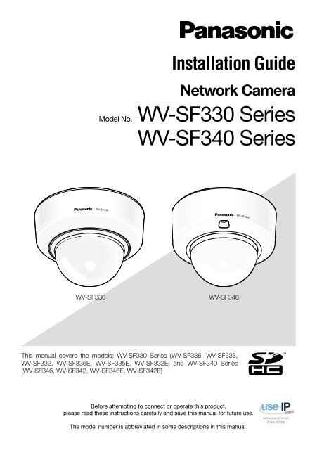 Panasonic WV-SF346 Installation Guide - Use-IP