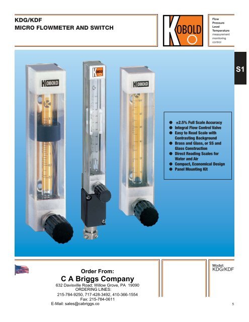 KDF & KDG Micro FlowMeter and Switch - CA Briggs